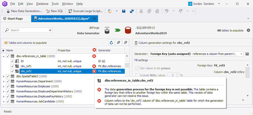 Populating Tables With A Circular Reference