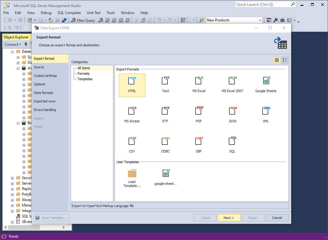 How To Export SQL Server Data To HTML