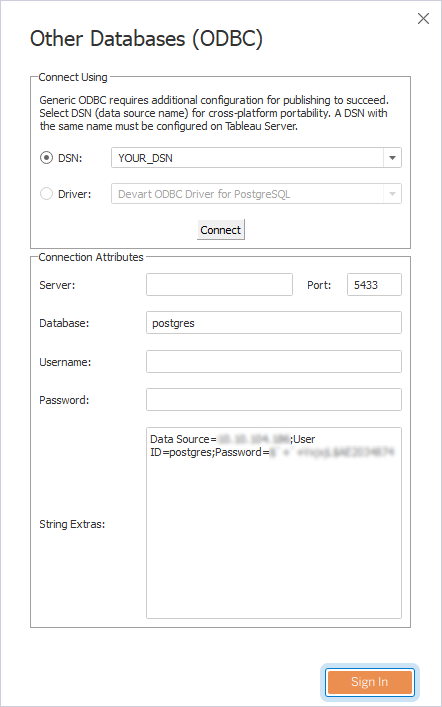 Connect Tableau to PostgreSQL