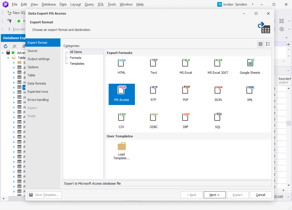 Export Access To Excel Template