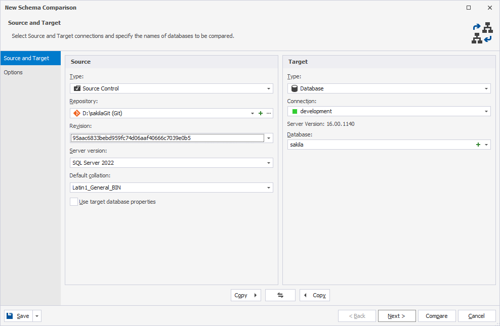 Select a version control revision