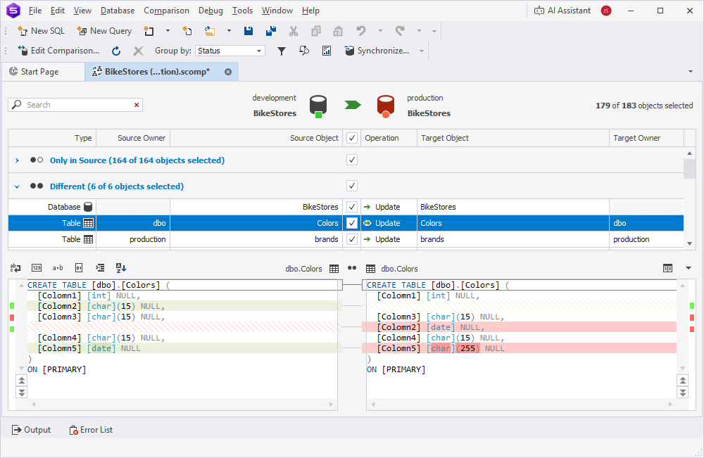 View SQL differences