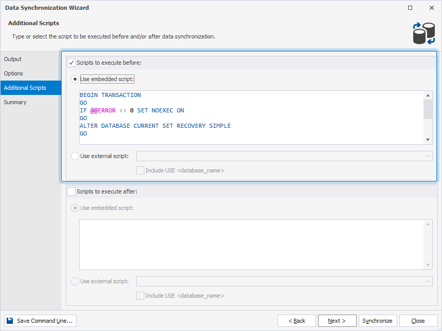Create custom pre- and post-execution scripts