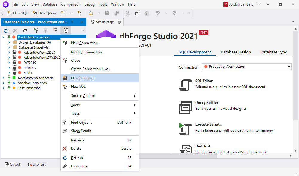Create A SQL Server Database