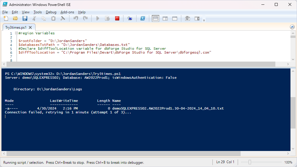 Configure Running The Comparison And Synchronize Processes Again In Case The Server Connection Fails