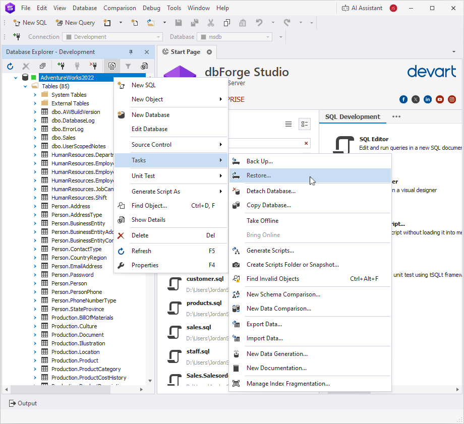 Restore a differential backup