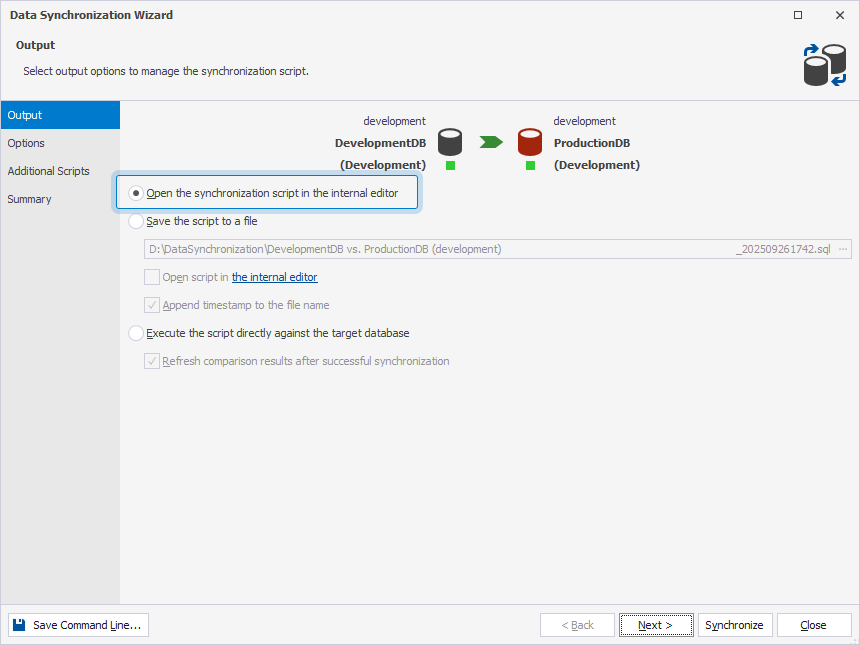 Select synchronization output