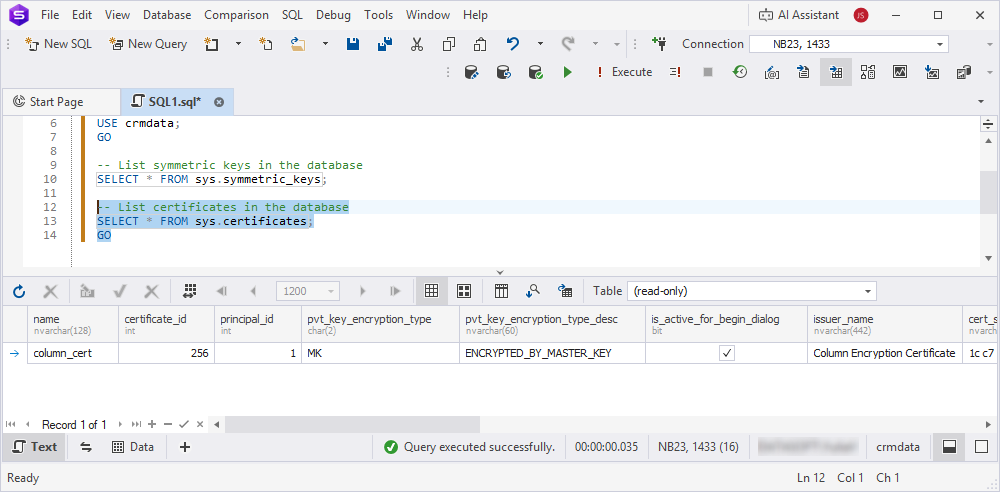 How to encrypt data in transit and at rest in SQL Server