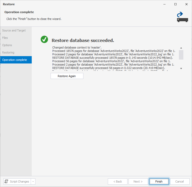 Restore a transaction log backup