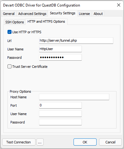 Connection to MS Access via HTTP Tunnel in ODBC Driver