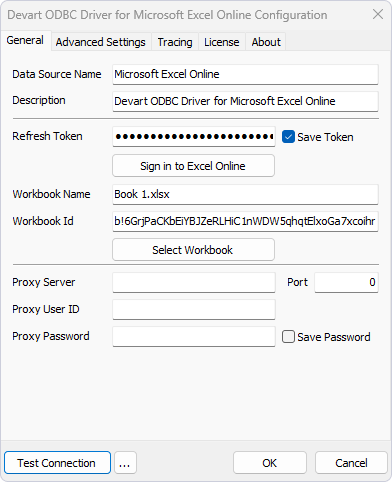 Configuring ODBC Driver for Microsoft Excel Online