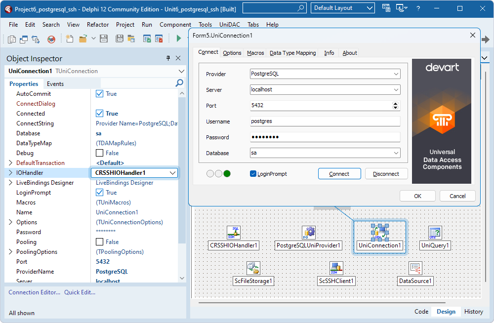 Connecting to PostgreSQL Through SSH in Delphi